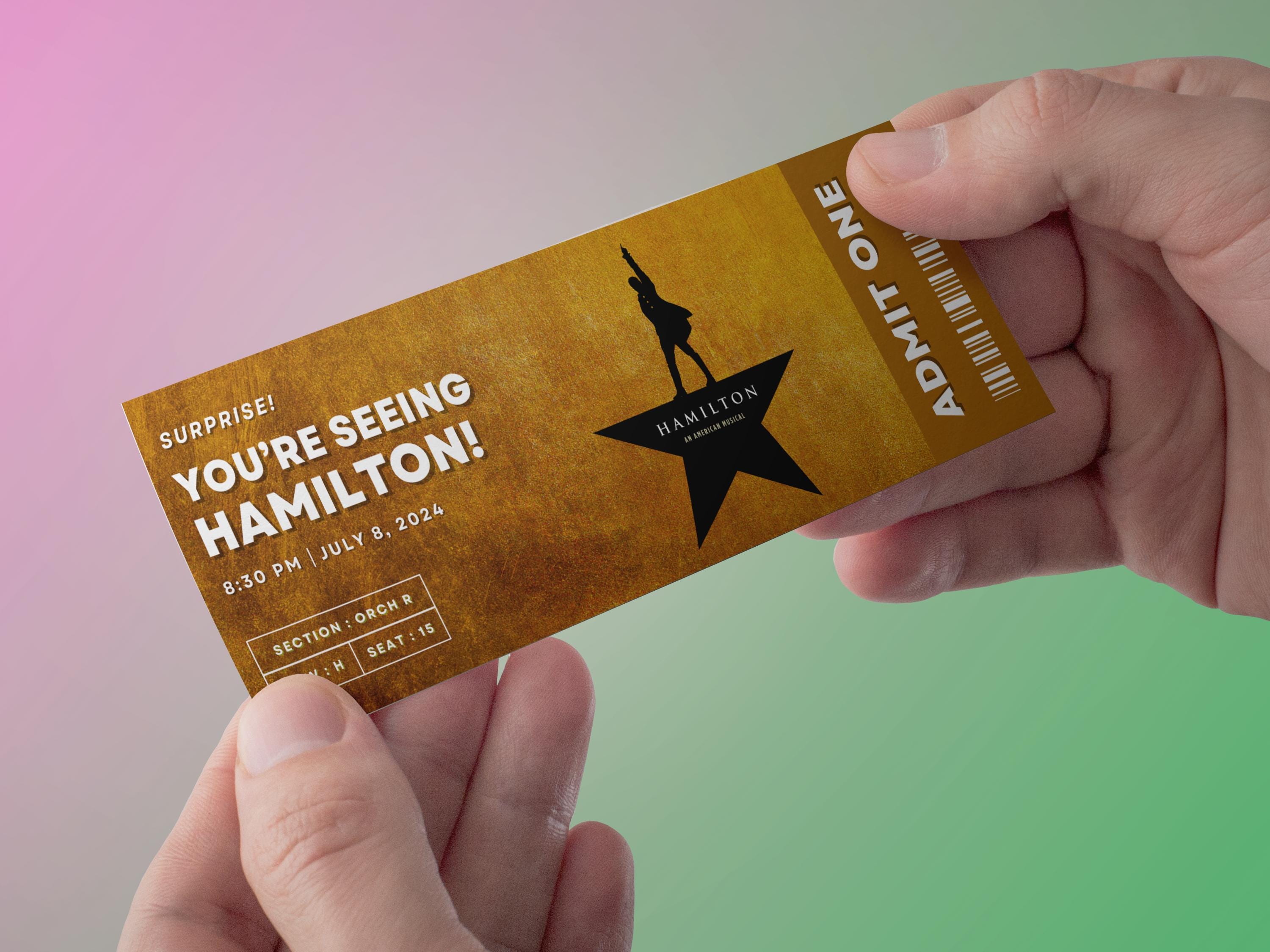 Hamilton Surprise Ticket: Editable Broadway Gift (canva Template) - Etsy