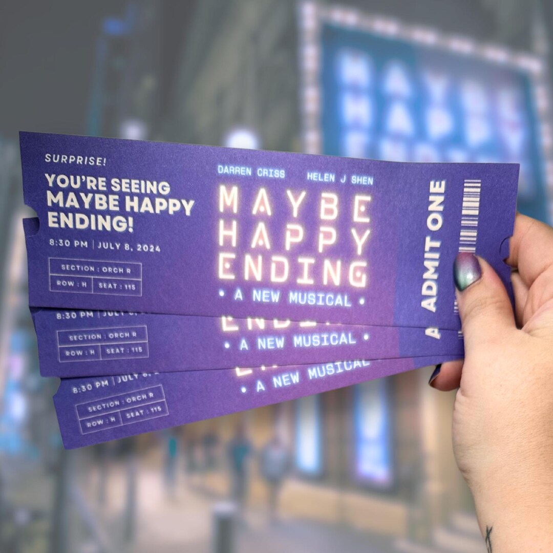 Maybe Happy Ending Editable Broadway Surprise Ticket, Custom ...