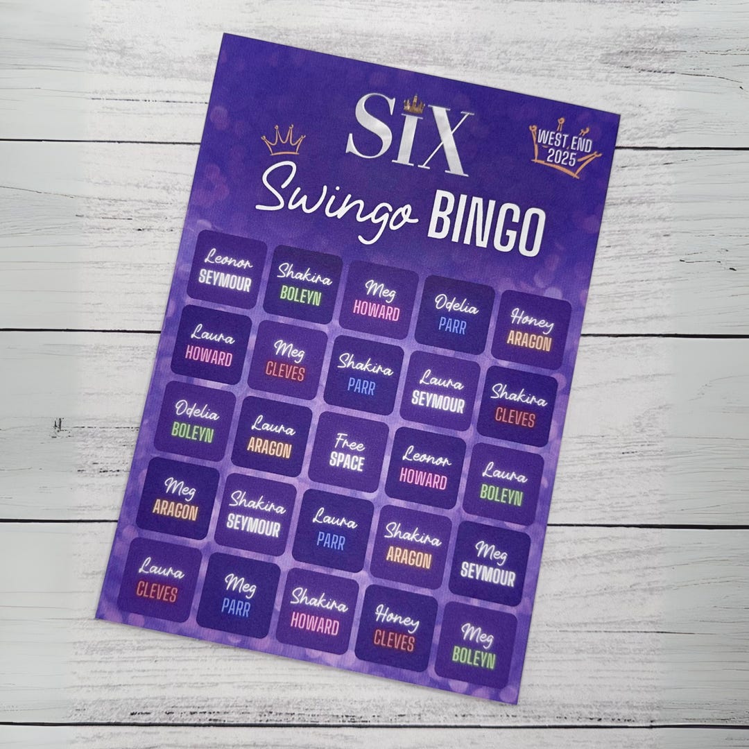 Six: the Musical Swingo Bingo Card - West End 2025 (digital Download ...