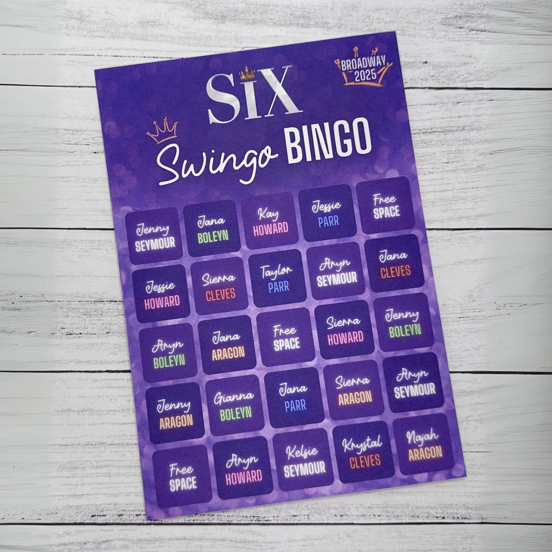 Swingo Bingo - Broadway 2025 (six: the Musical) | Handmade Custom ...