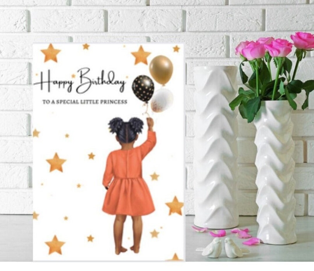 Black Little Girl Birthday Card, Ethnic Greeting Card for Child ...