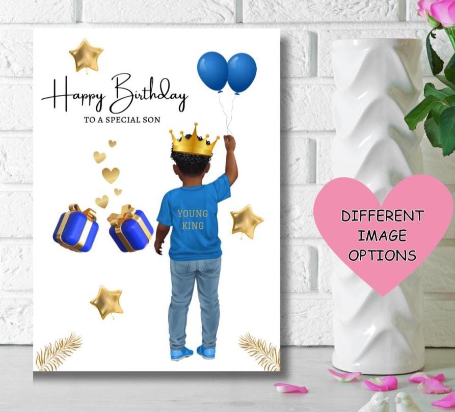 Black Son Birthday Card, Cute Toddler Kids Birthday Greeting Card, Fun ...