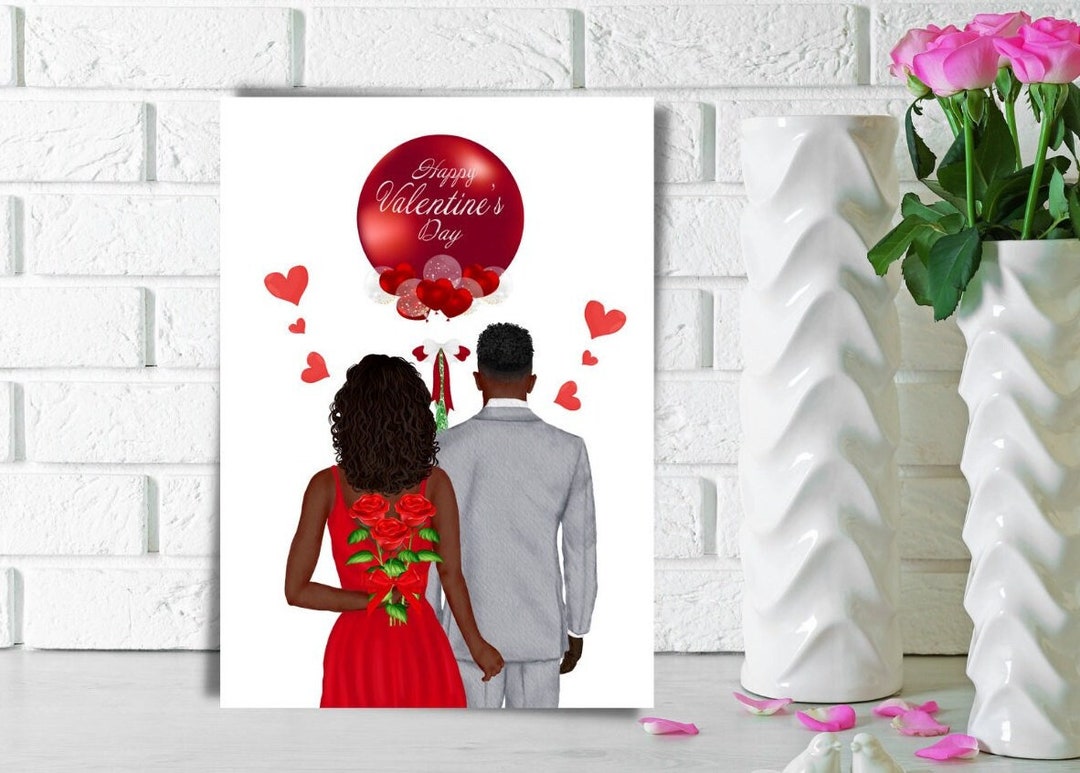 Black Couple Valentine's Day Card, Ethnic Valentin's Day Card, Cards ...
