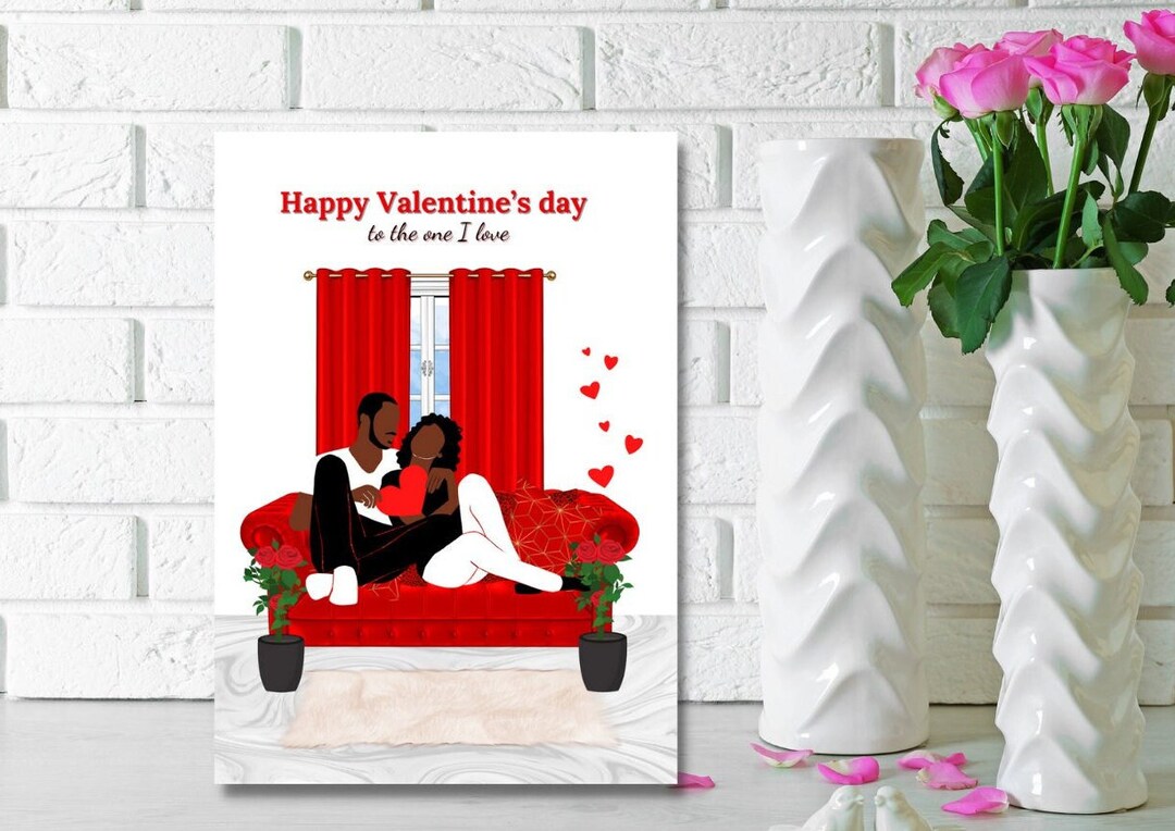 Black Couple Valentine's Day Card, Ethnic Valentine's Day Card, Cards ...