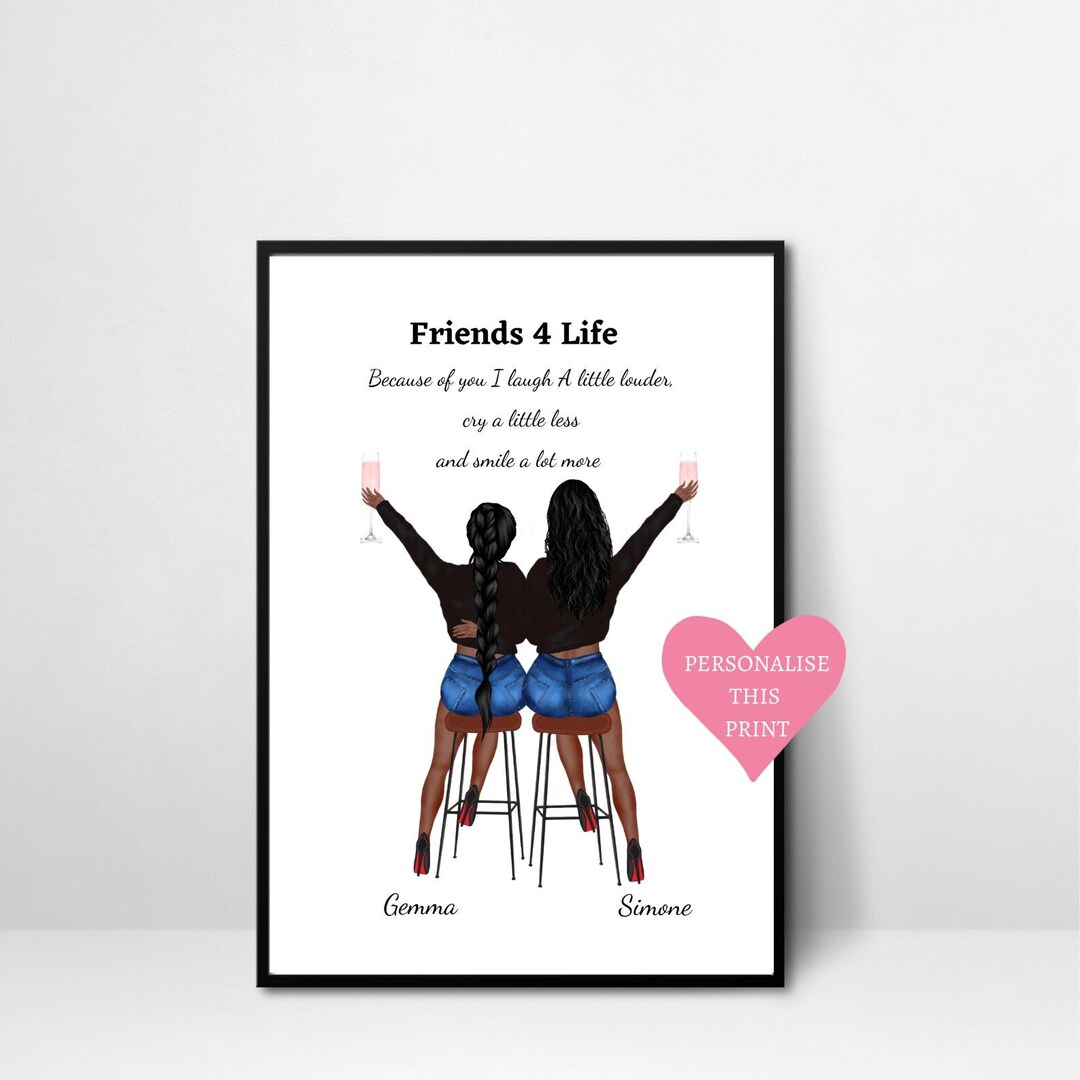 PERSONALISED Black Friends Wall Art Print, Friends for Life Wall Art ...