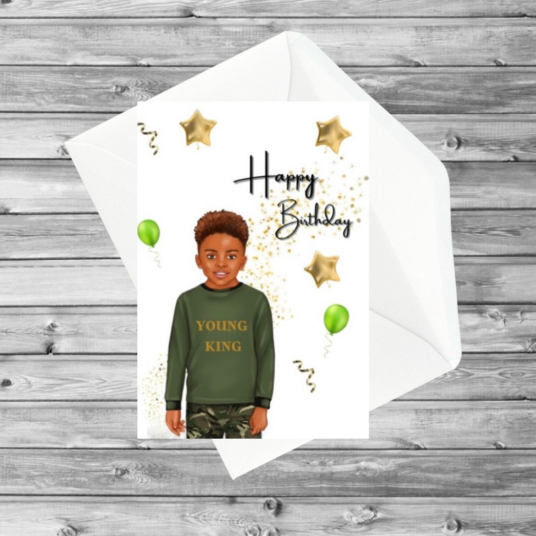 Black Boy Birthday Card Kids Ethnic Greeting Card Greeting - Etsy