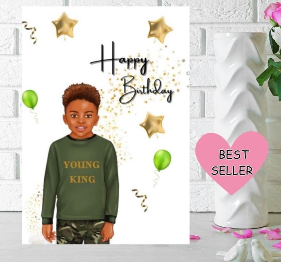 Black Boy Birthday Card, Fun Kids Birthday Cards, Melanin Kids Card ...