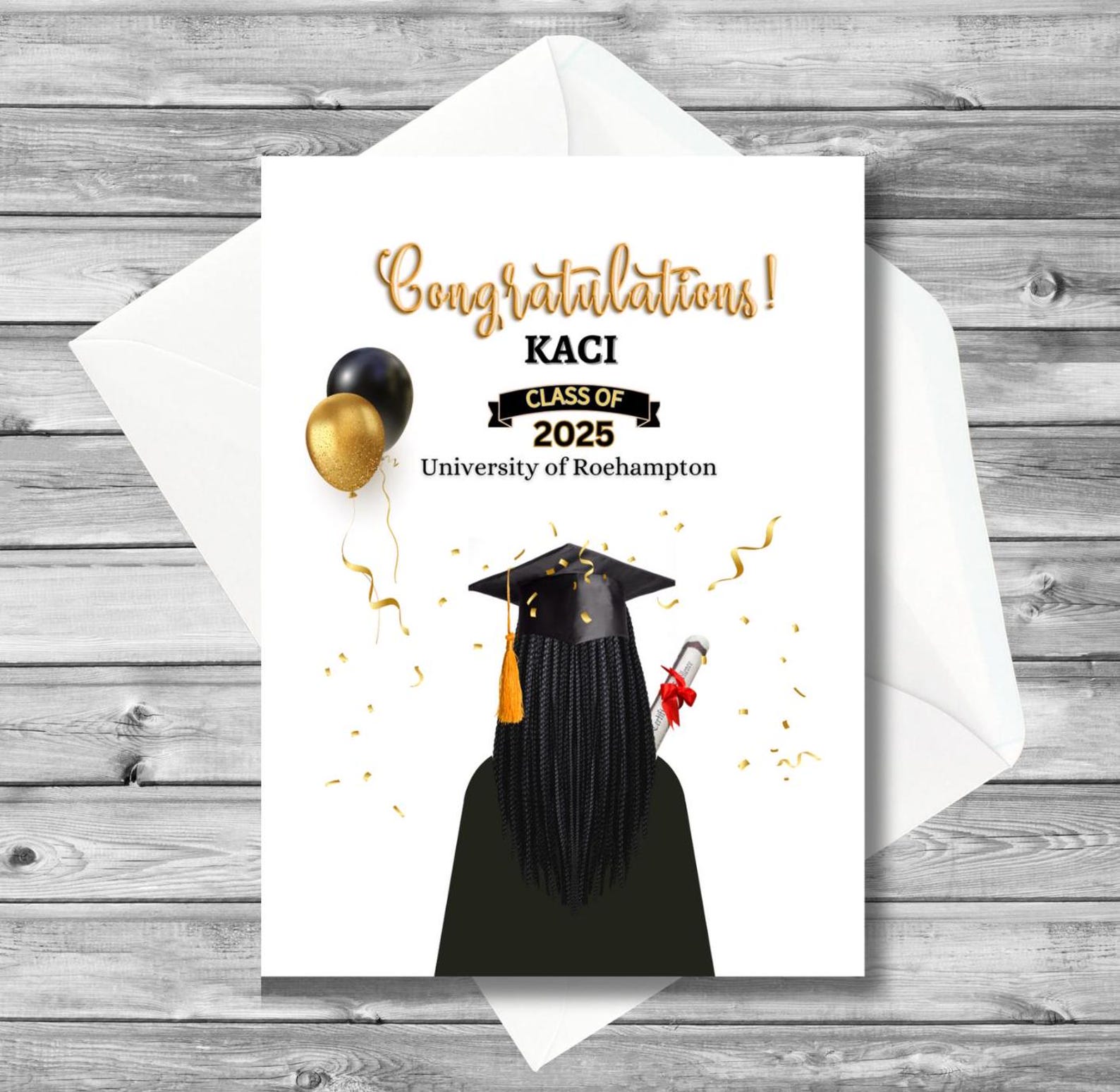 Black Girl Personalised Graduation Card, Congratulations Card, African ...