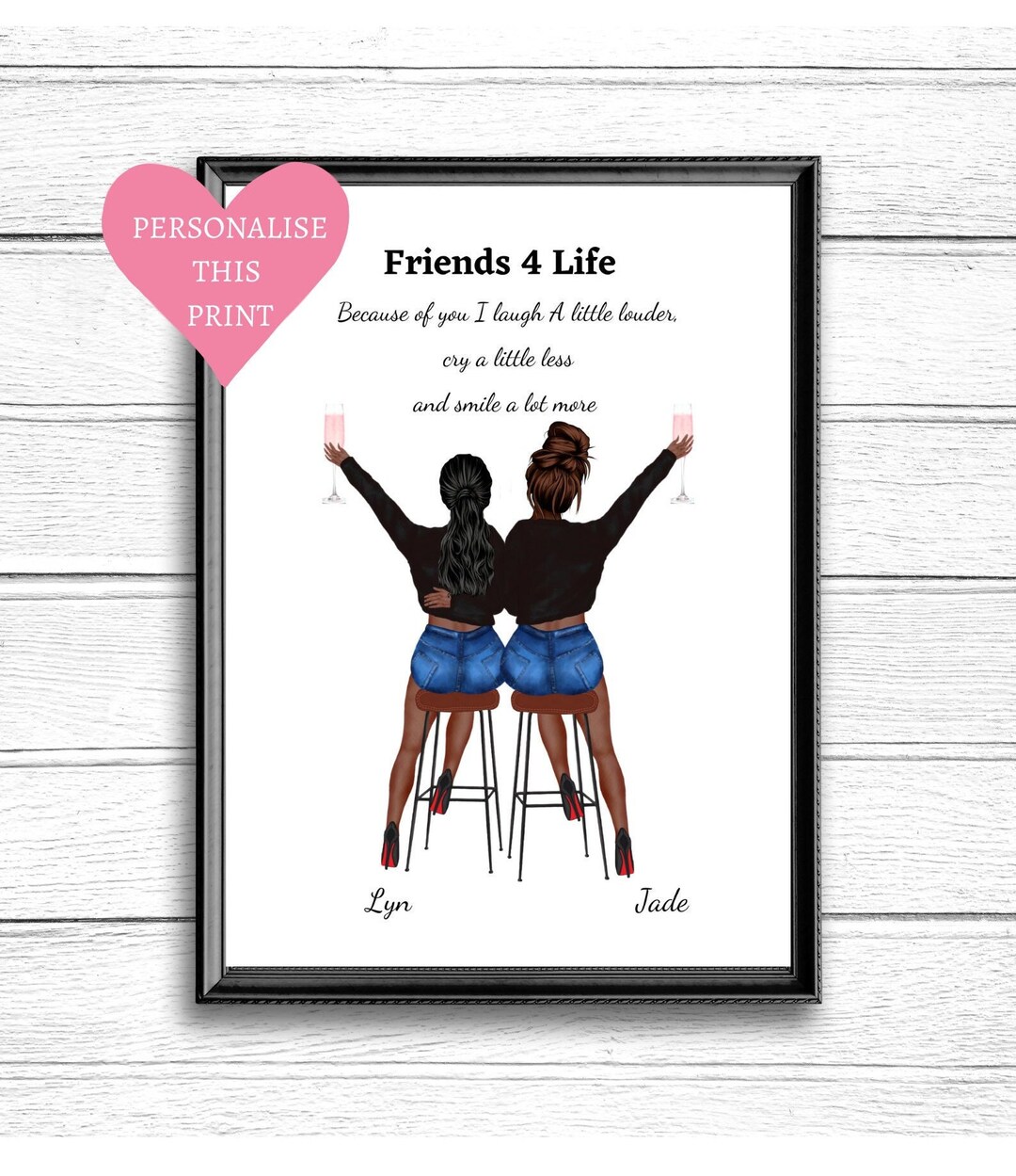 PERSONALISED Best Friend Wall Art Print, Gift for Best Friend, Custom ...