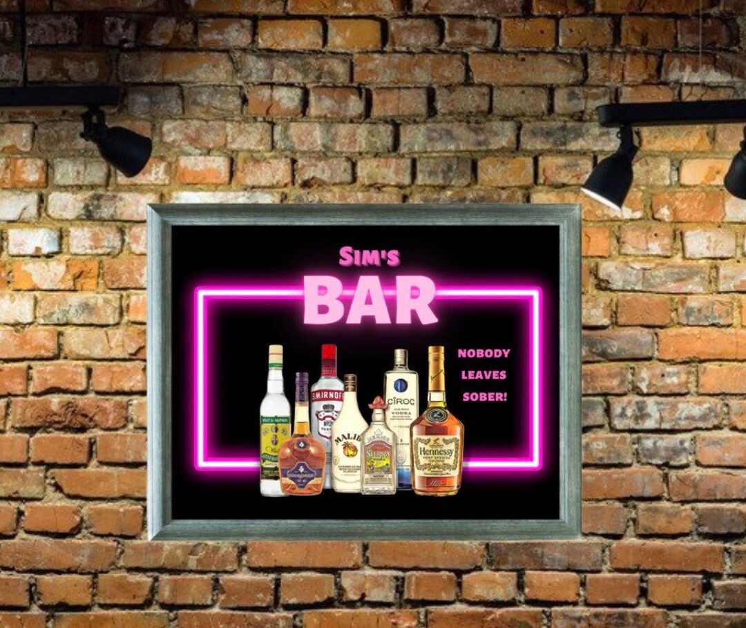 Personalised Bar Wall Art Poster A4, Bar Sign, Bar Wall Poster, Custom ...
