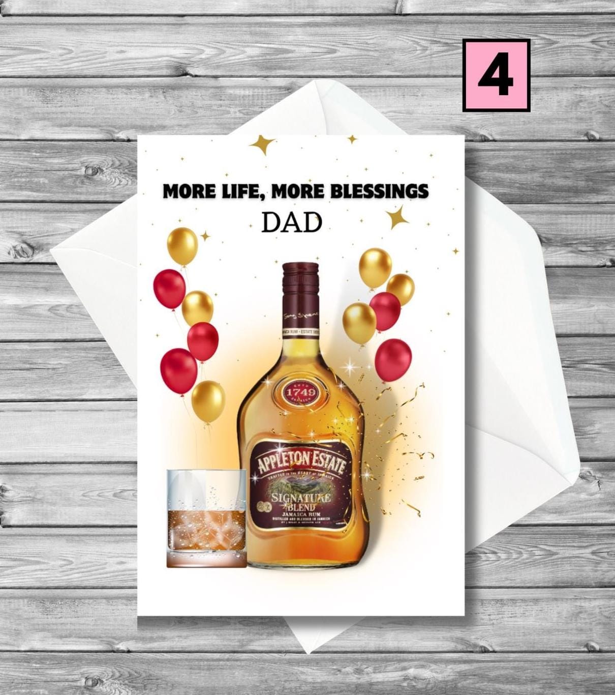 Dad Birthday Card, More Life More Blessings Dad, Alcohol Bottle ...