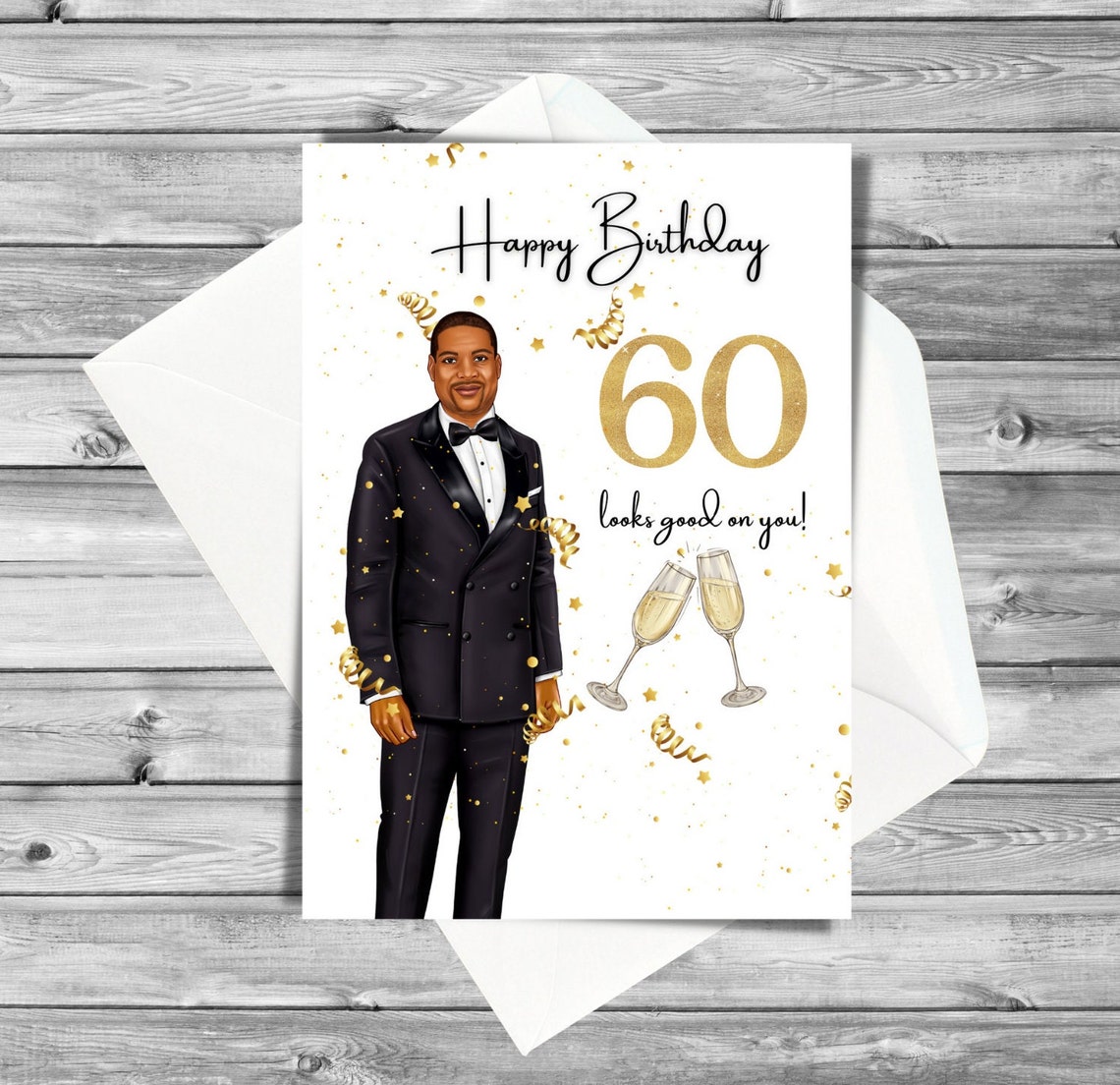 Black Man 60th Birthday Card, Ethnic Greeting Card, Birthday Card for ...