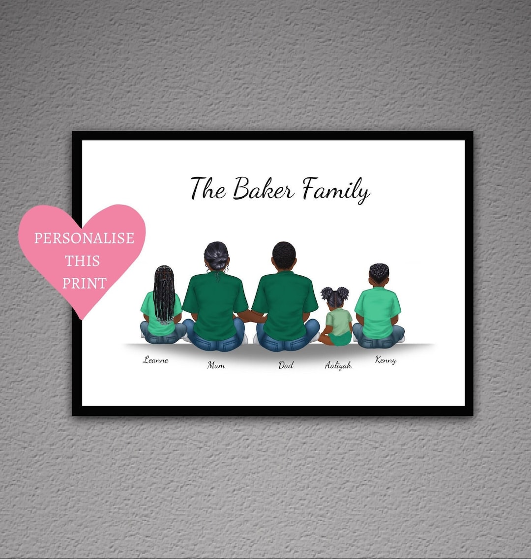 PERSONALISED Family Portrait Print, Custom Family Portrait Wall Art ...