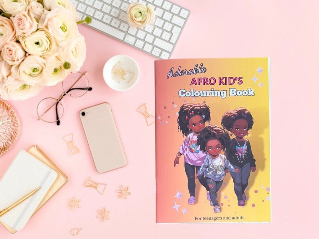 Adorable Afro Kids Colouring Book, Black Kid's Colouring Book, Afro ...