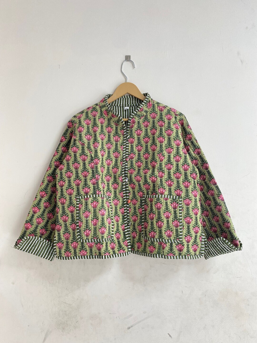 Indian Cotton Blockprint Jacket, Short Quilted Jacket, Block Print ...