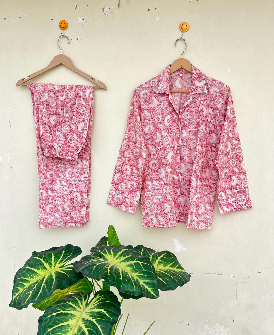 Hand Block Print Pajamas, Floral Pure Cotton Pj's, Pajamas Set ,indian ...