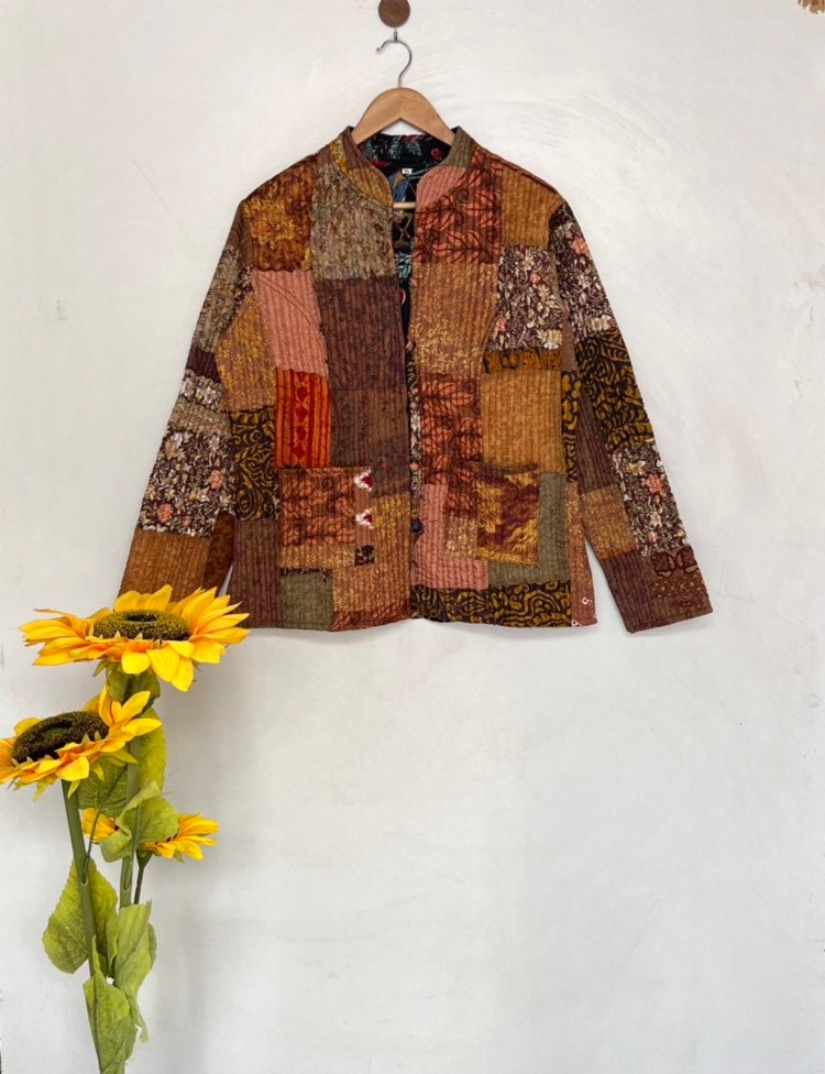 Indian Cotton Silk Sari Jacket, Short Quilted Jacket, Jackets for Women ...