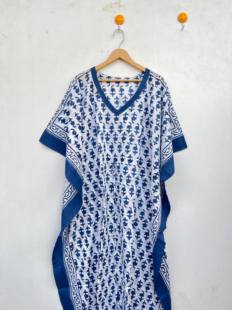 Beautiful 100 % Pure Cotton Kaftan, Block Print Cotton Kaftan, Boho ...
