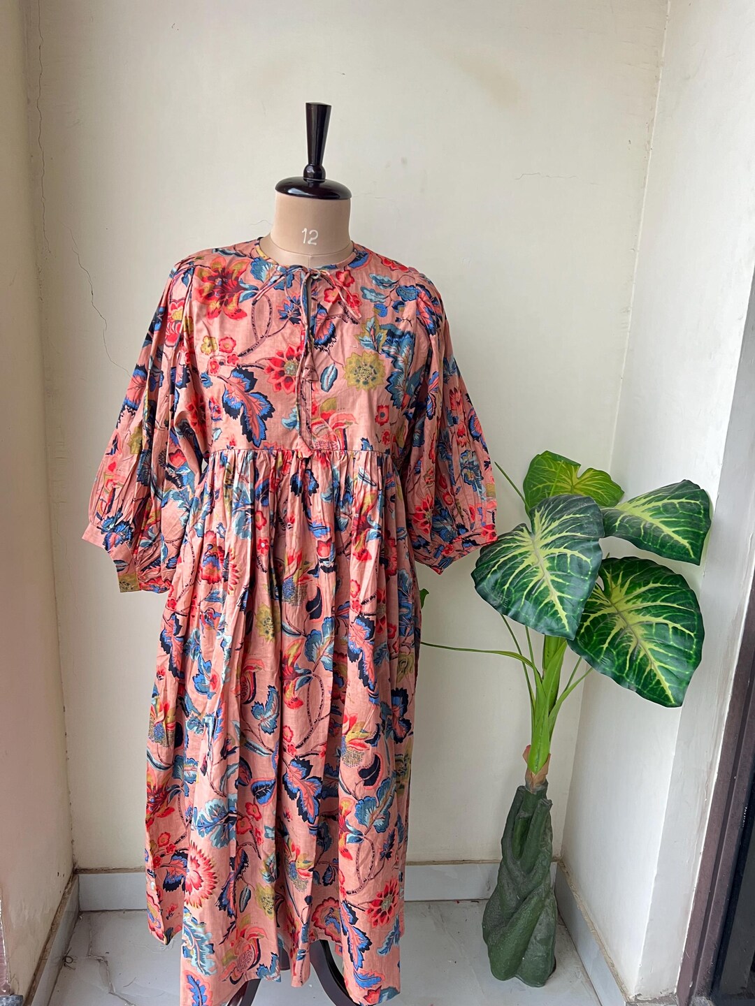 Floral Hand Block Print Soft Cotton Summer Dress, Midi Dress, Dresses ...