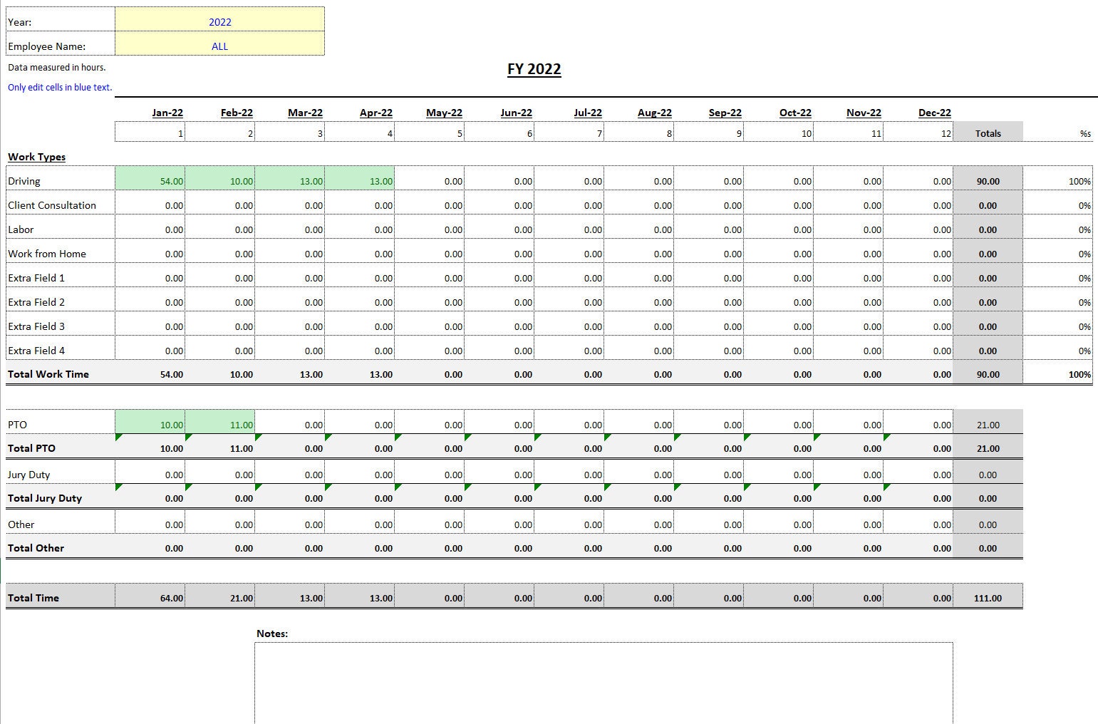 Printable Time Sheets Template in MS Excel - Etsy