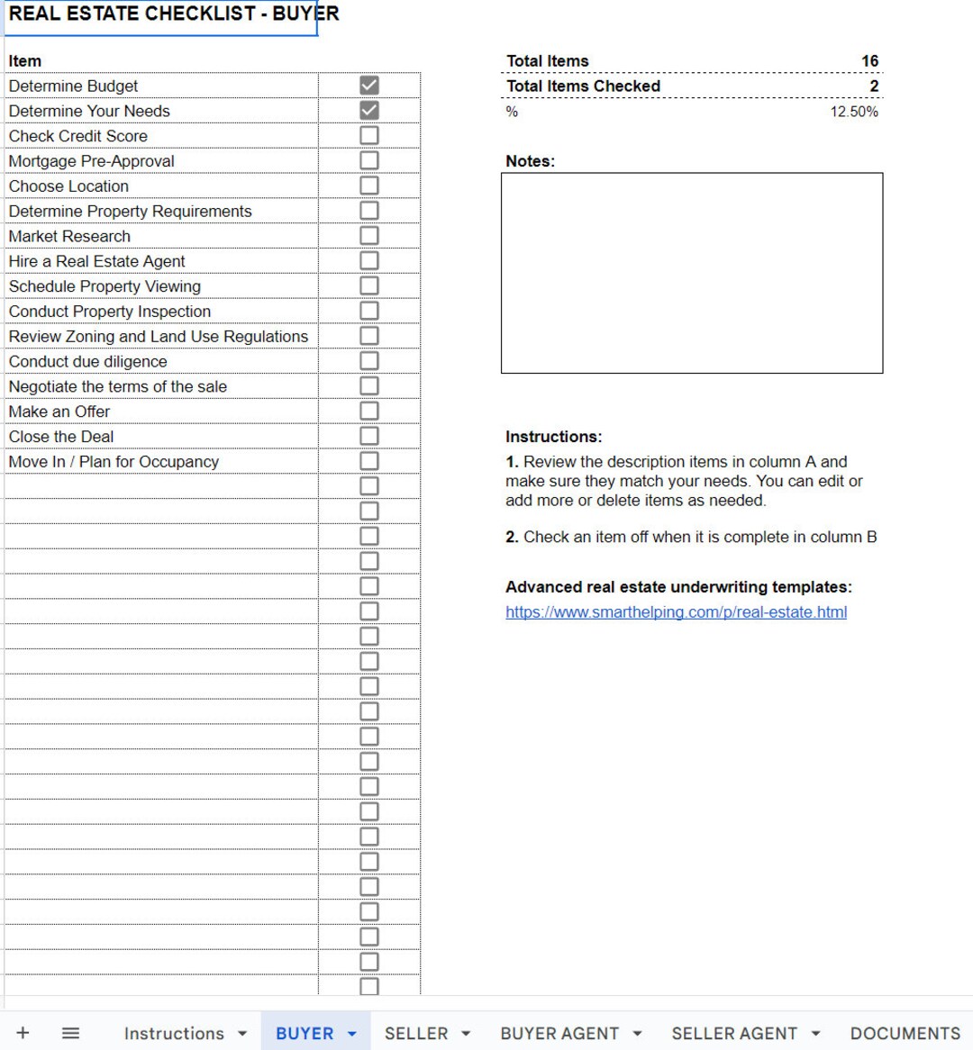 Real Estate Checklist - Printable Template - Etsy