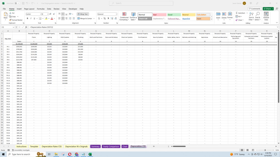 Depreciation Decoder: Cost Segregation Spreadsheet - Etsy