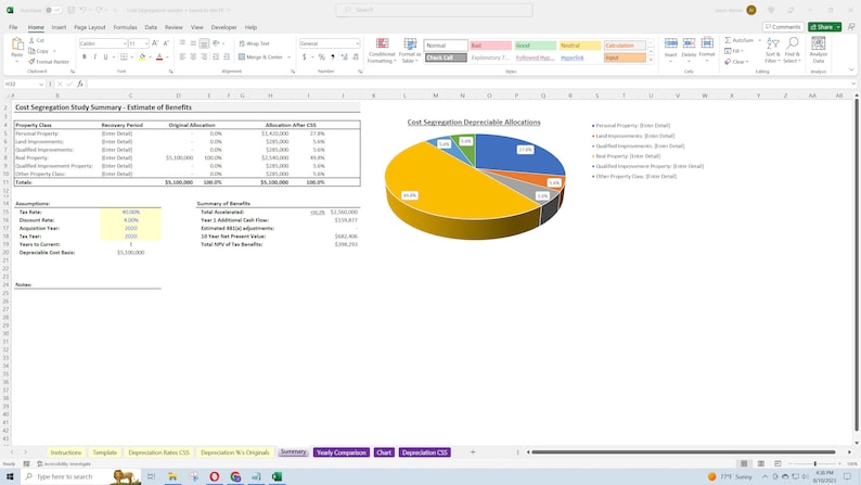 Depreciation Decoder: Cost Segregation Spreadsheet - Etsy