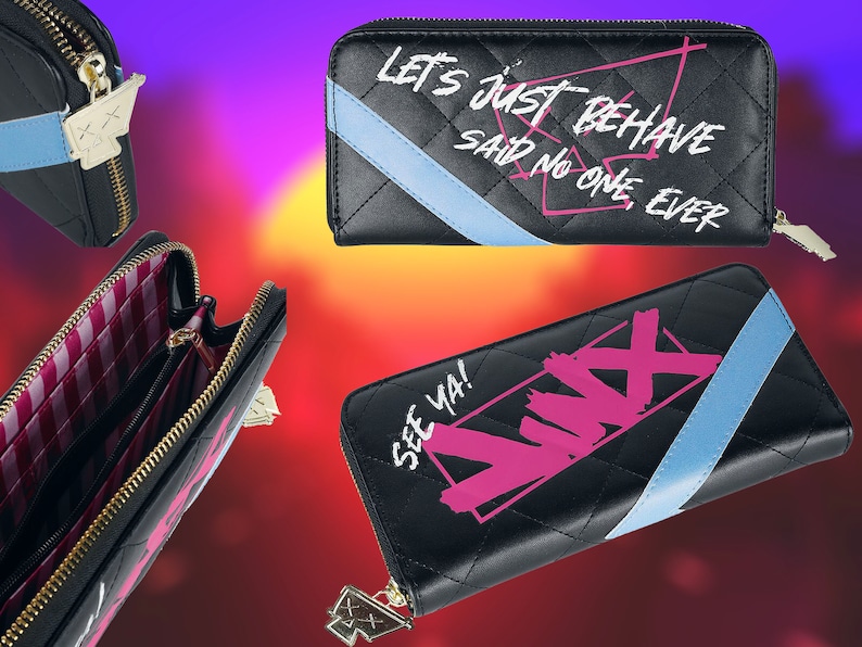 League of Legends LOL Wallet Purses Jinx Skull KDA K/DA Reflective ...