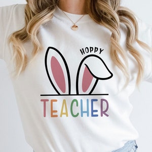 Hoppy Teacher SVG PNG Teacher Easter Shirt SVG Teacher Bunny - Etsy