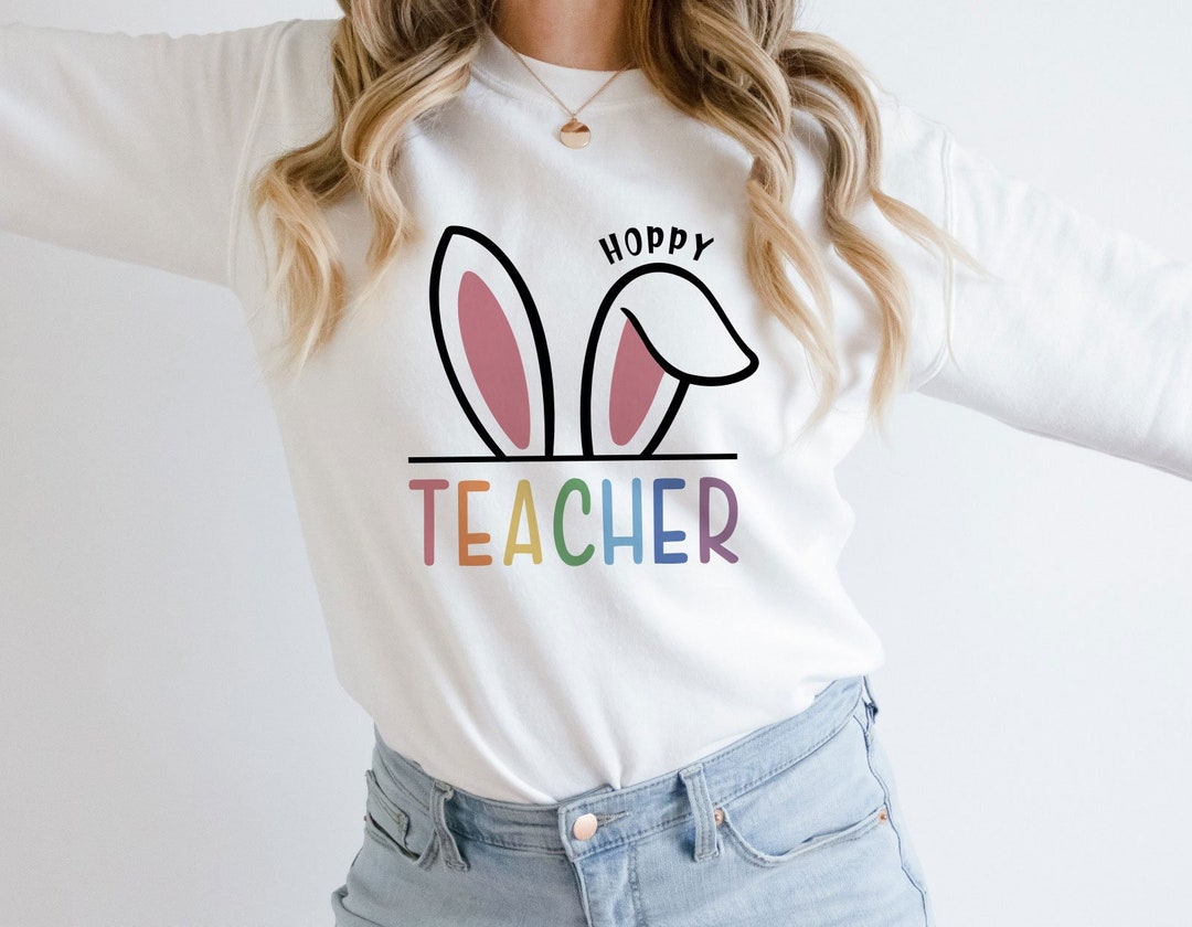 Hoppy Teacher SVG PNG Teacher Easter Shirt SVG Teacher Bunny - Etsy