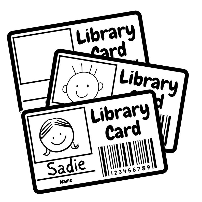 Library Card Printable, Kids Library Cards, Library Card Book Marks ...