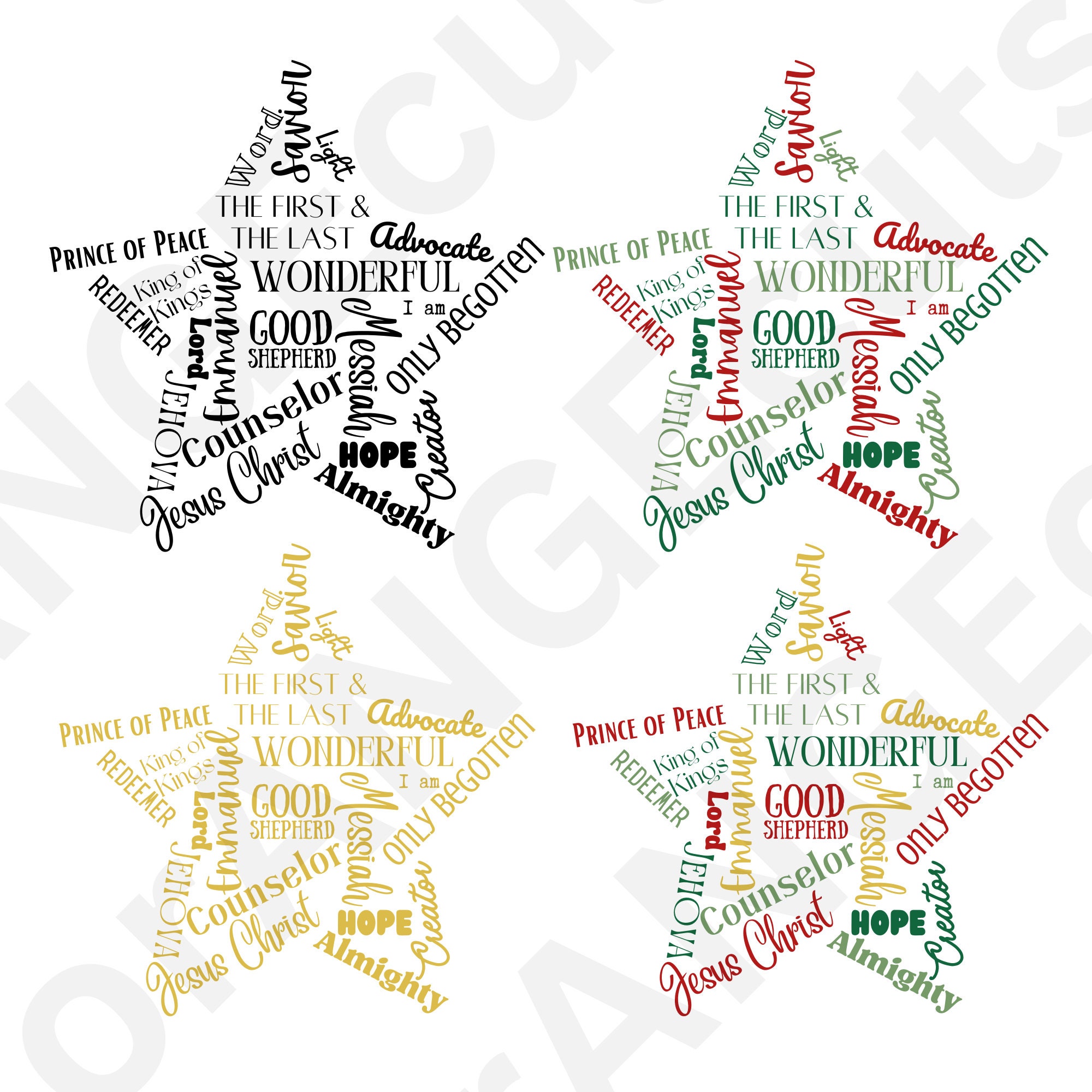 Names of Christ Star, Names of Savior, Names of Christ, Christmas Star ...