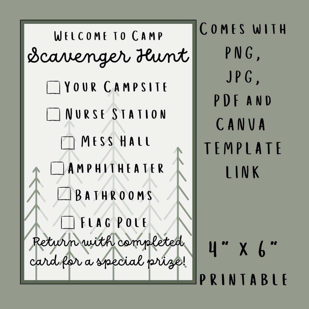 Girls Camp, Scavenger Hunt Printable, Camp Activity, Young Women, Youth ...