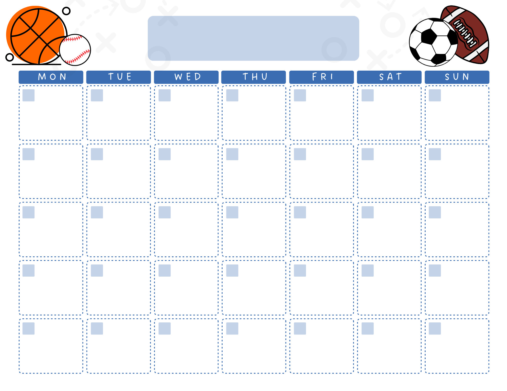 Blank Calendar Printable, Fill in Calendar, Boy Calendar, Elementary ...