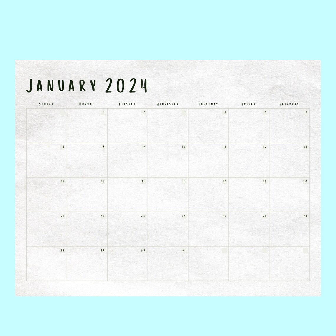 2024 Month Calendar Printable, Minimalist 2024 Calendar, 2024 Digital ...