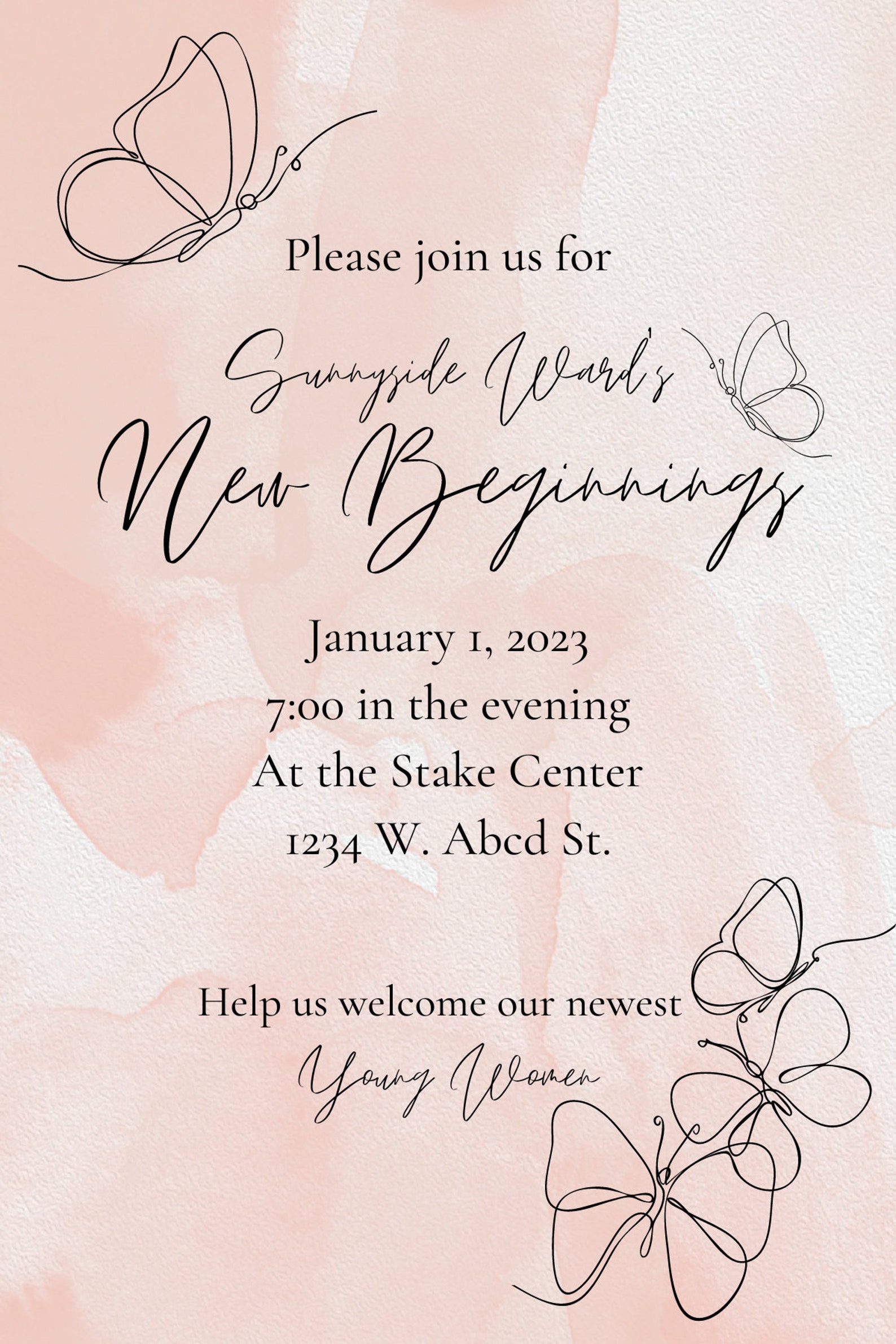 New Beginnings Invitation, 2024 Theme, Young Women Custom Download LDS ...