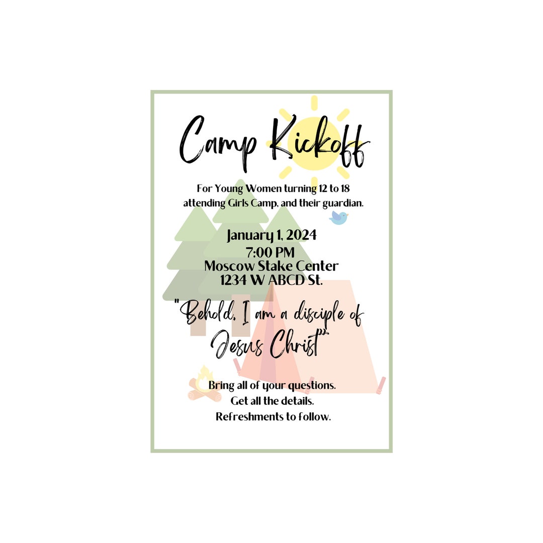 Young Women's 2024 Camp Kickoff Invitation Customizable Digital File - Etsy
