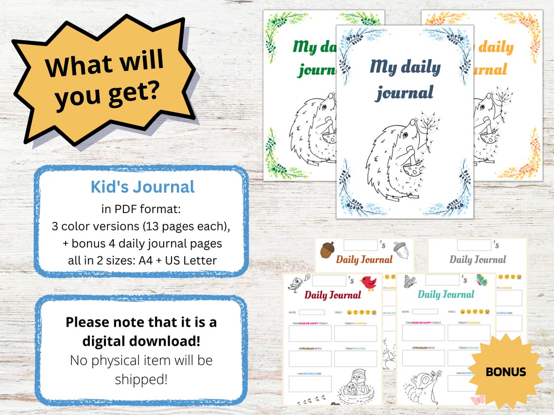 Printable Kids Gratitude Journal Daily Journal Kids Gratitude Diary for ...