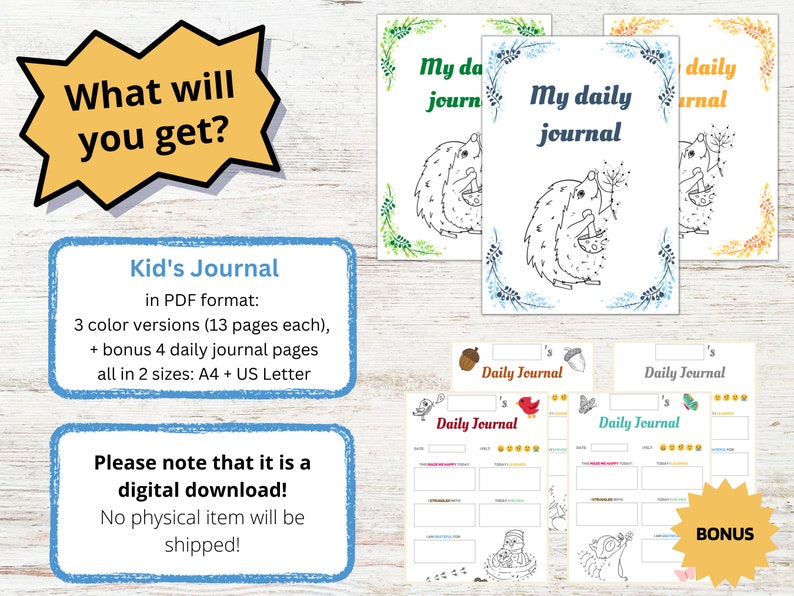 Printable Kids Gratitude Journal Daily Journal Kids Gratitude Diary for ...