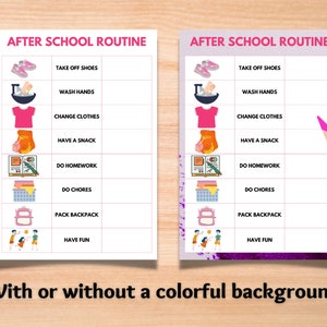 Kids After School Routine Charts With Stickers Cute Printable Checklist ...