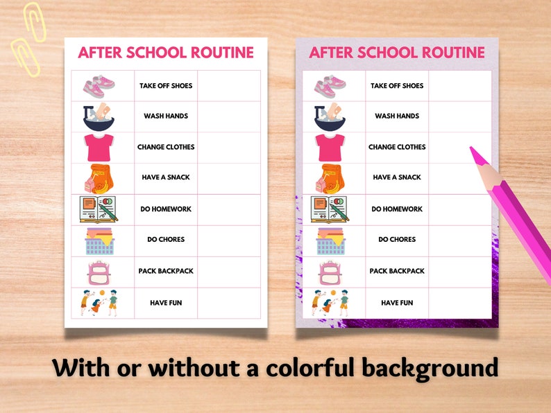 Kids After School Routine Charts With Stickers Cute Printable Checklist ...