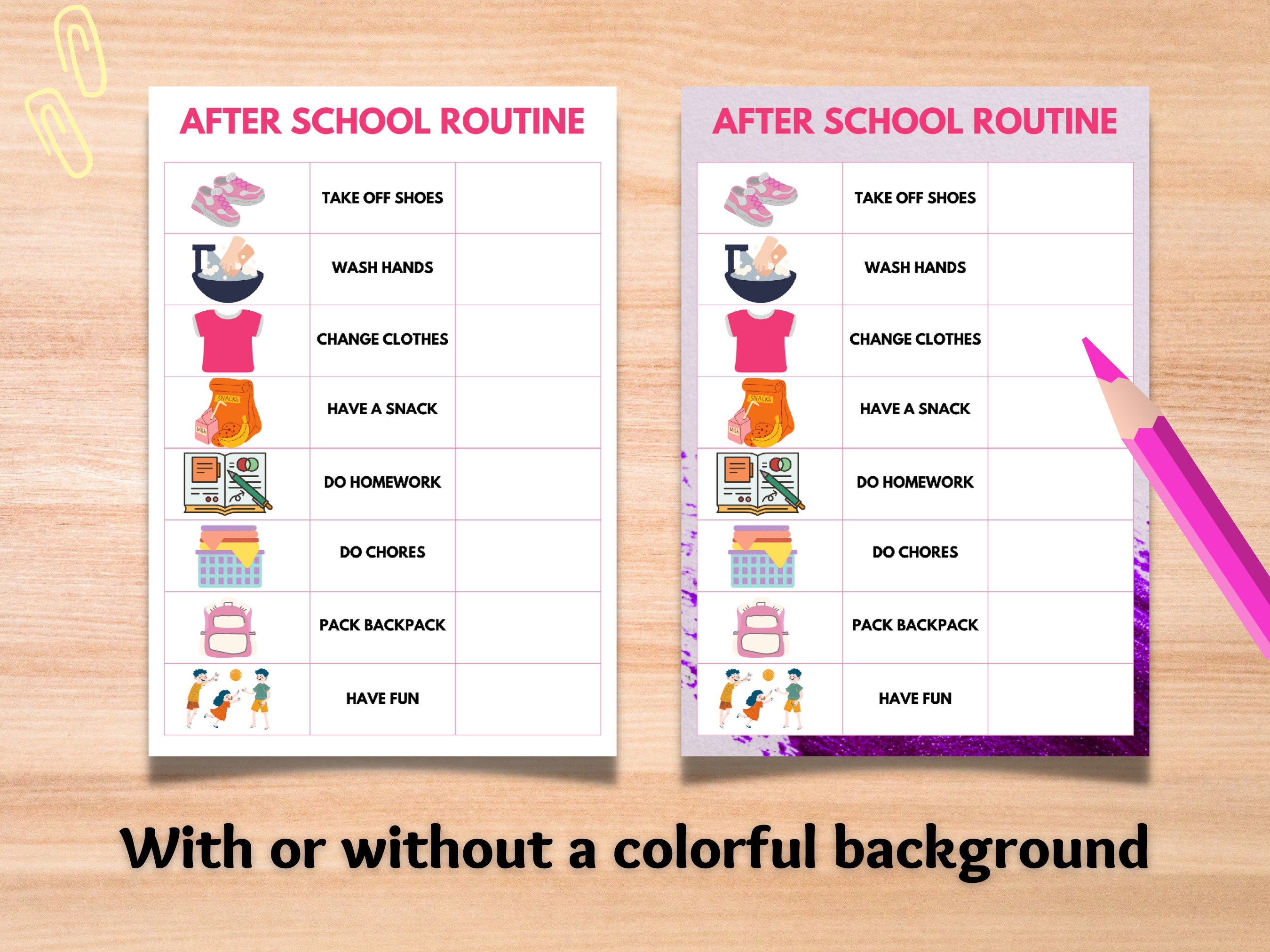 Kids After School Routine Charts With Stickers Cute Printable Checklist ...