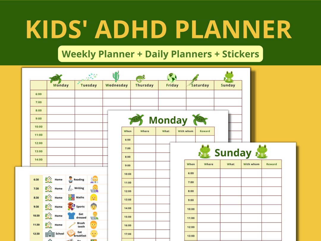 ADHD Planner for Kids ADHD Student Planner Printable Autism - Etsy