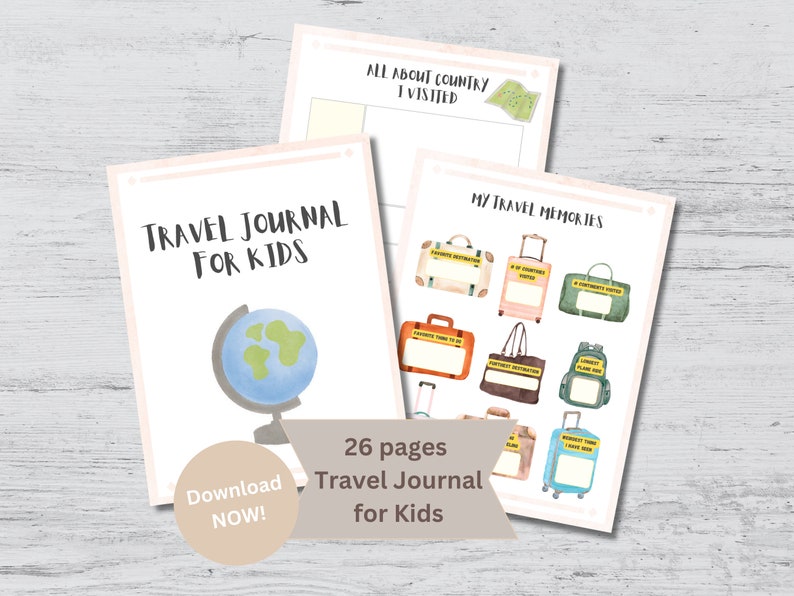 Kids Travel Journal Printable, Travel Diary With Prompts, Printable ...