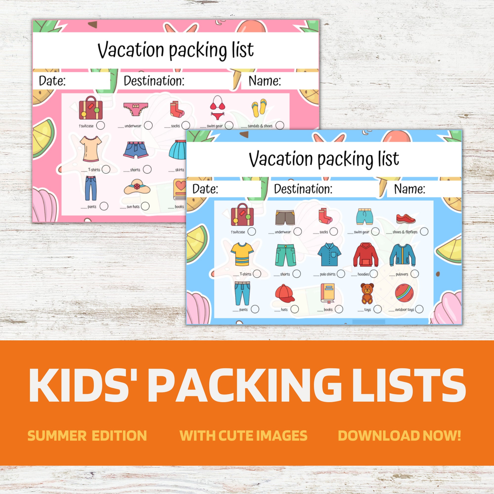 Kids Packing List Vacation Packing List Printable Travel Packing List ...