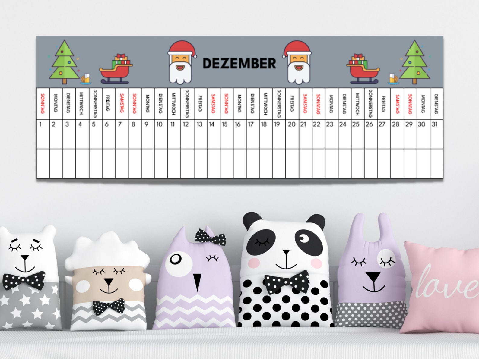 Linear Kalender 2024 Montessori Preschool Kids Calendar School ...