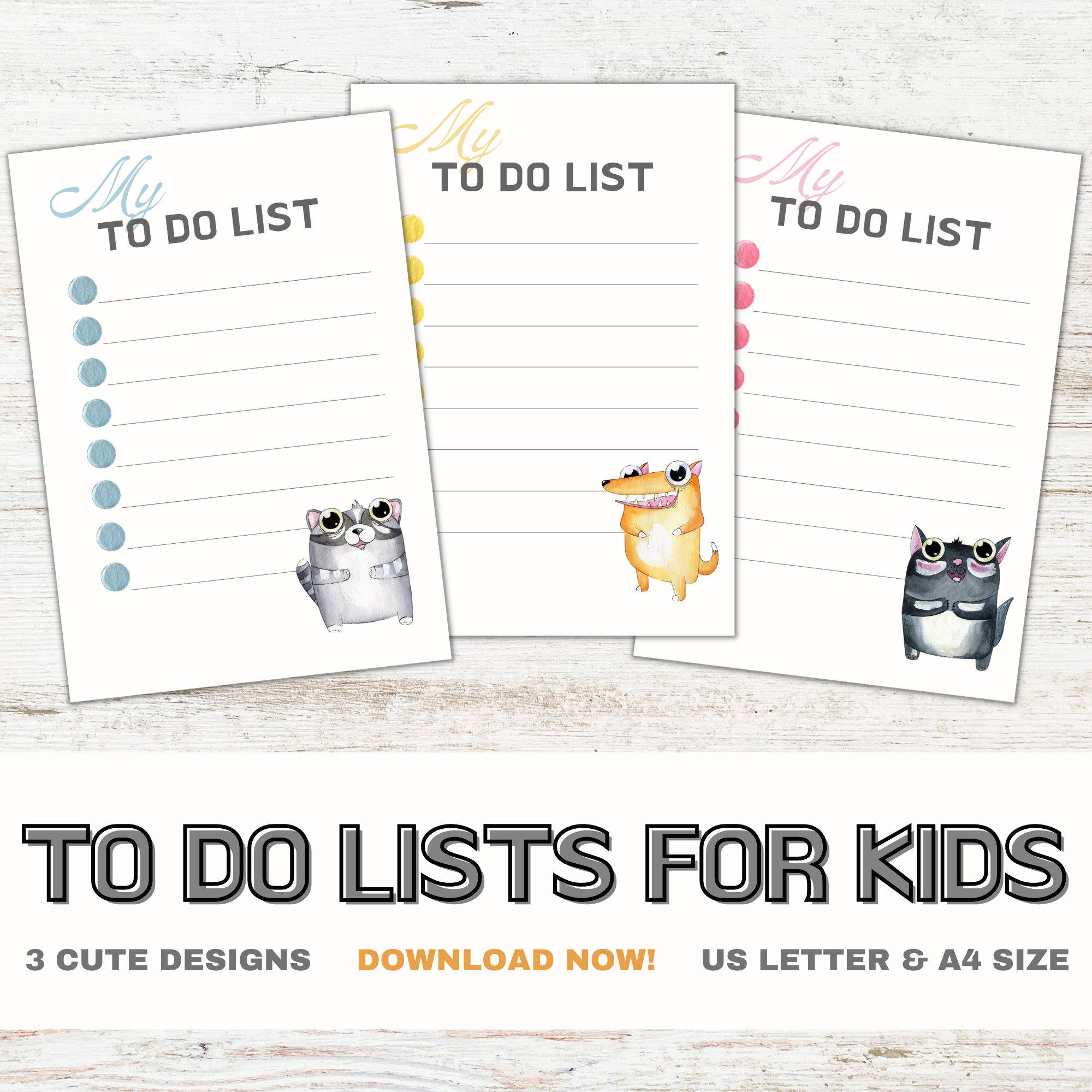 Blank to Do List for Kids Printable Planner Checklist With Cute Animal ...