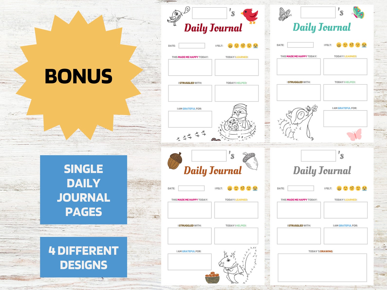 Printable Kids Gratitude Journal Daily Journal Kids Gratitude Diary for ...