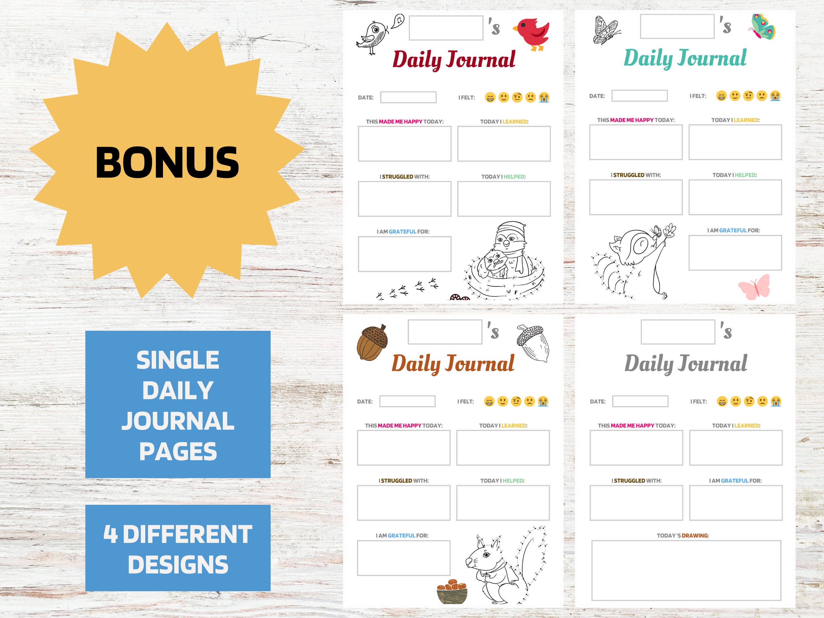 Printable Kids Gratitude Journal Daily Journal Kids Gratitude Diary for ...