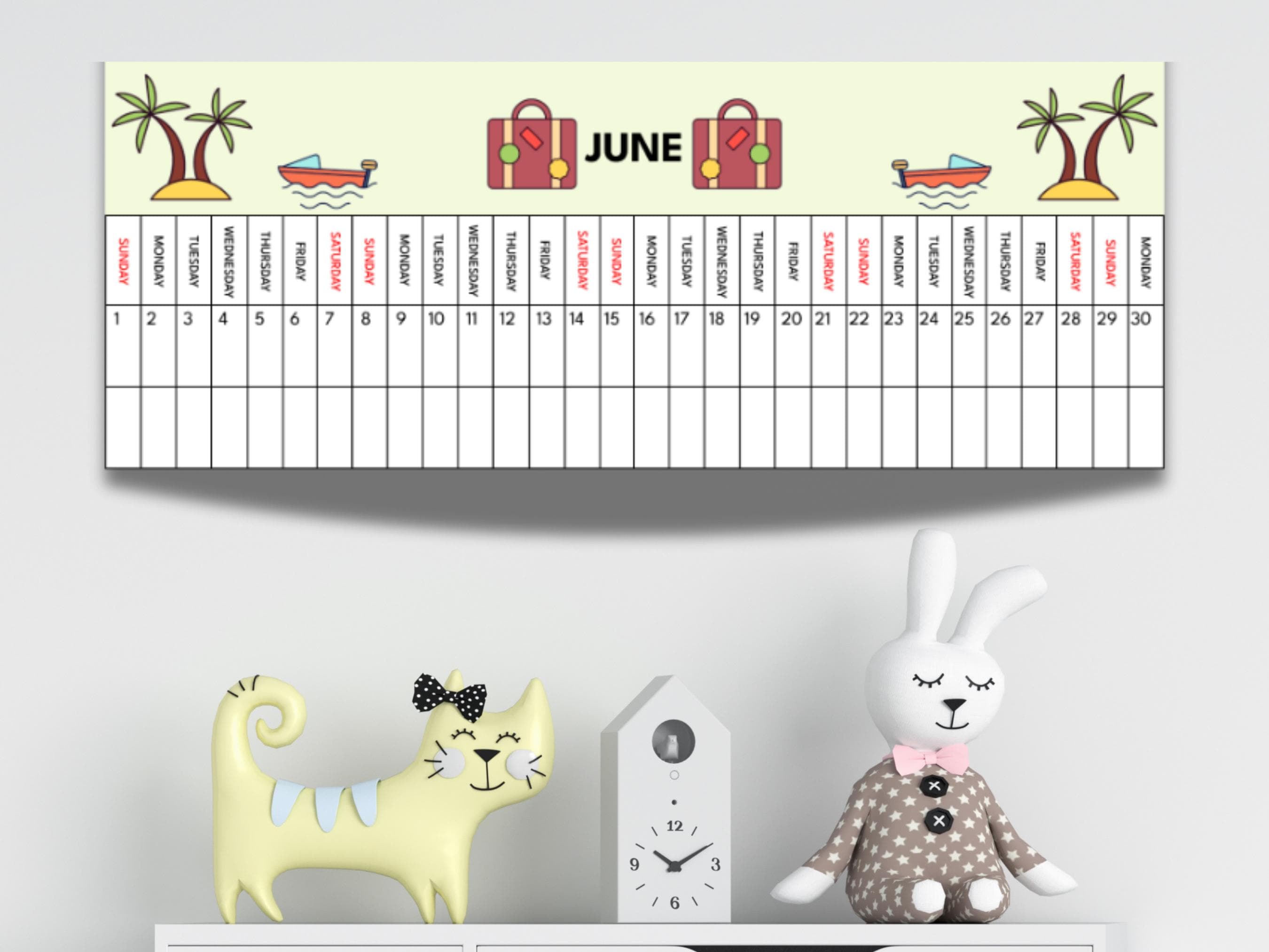 Linear Calendar 2025 Montessori Preschool Kids Calendar School ...